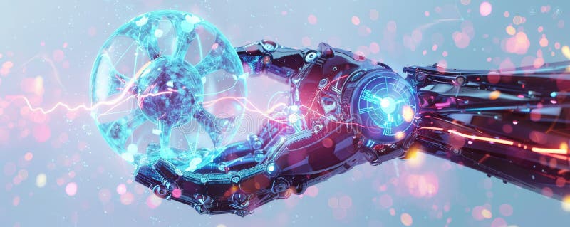 Futuristic Hand Interacting with Digital Screen Depicting Advanced ...