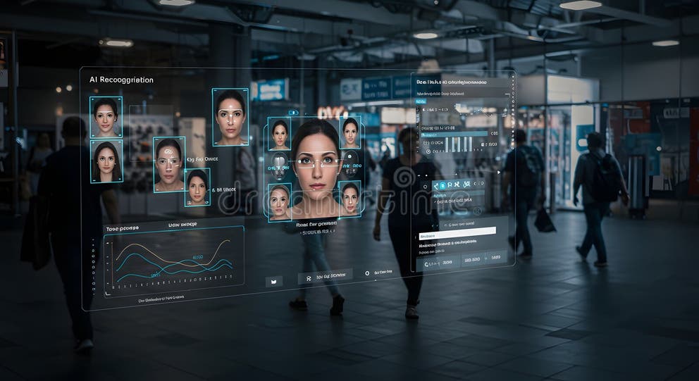 AI Facial Recognition System Stock Illustration - Illustration of data ...
