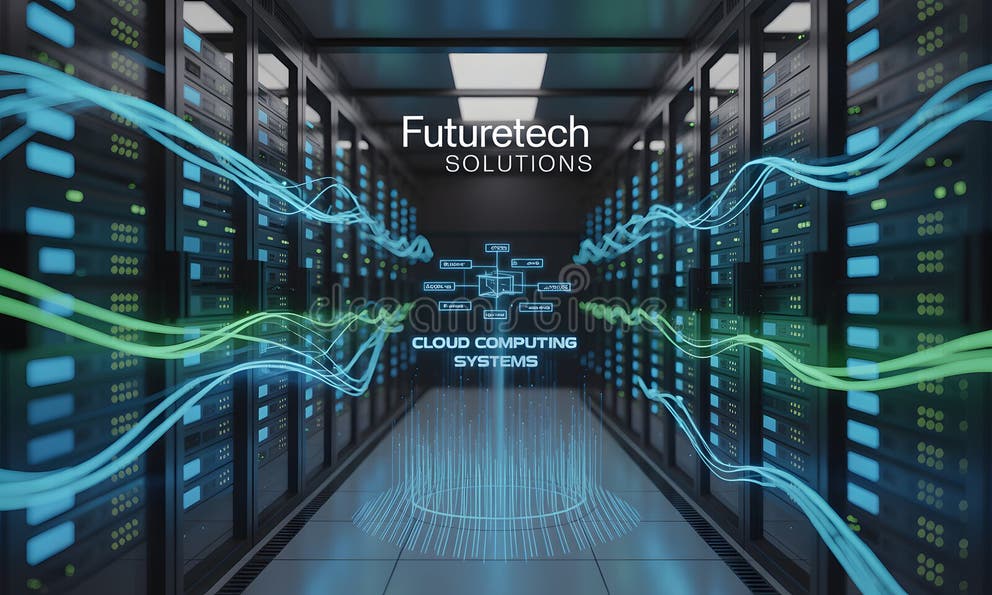 Futuretech Cloud Computing Solutions Stock Illustration - Illustration of screenshot, light ...