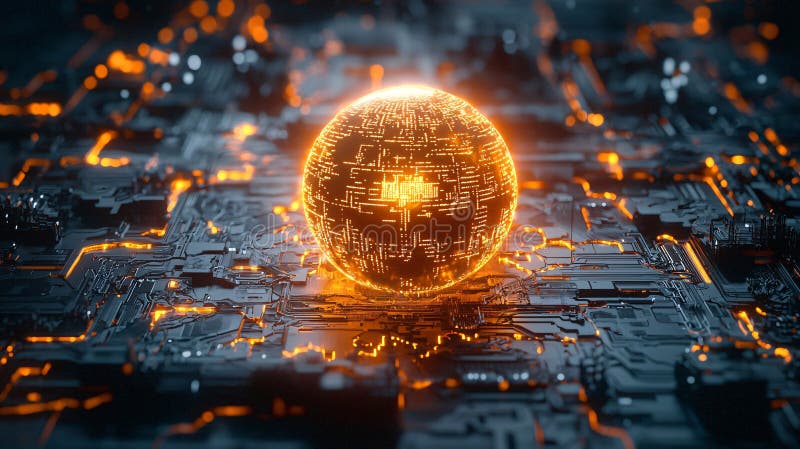 Glowing Circuit Sphere Digital World Technology Innovation AI Generated ...