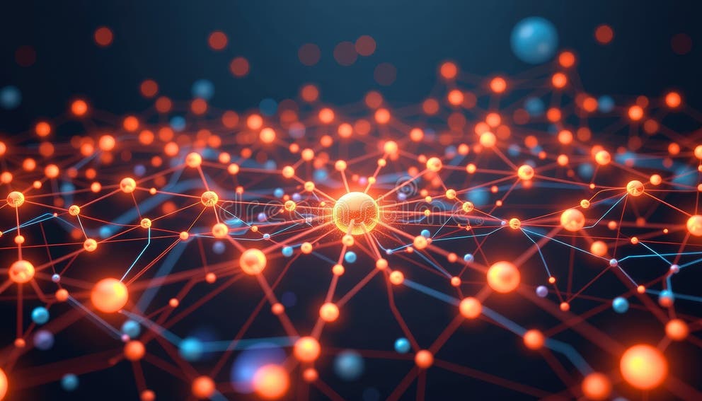 A Futuristic Image Showing a Vast Web of Interconnected Neural Network Nodes Emitting Soft Neon ...