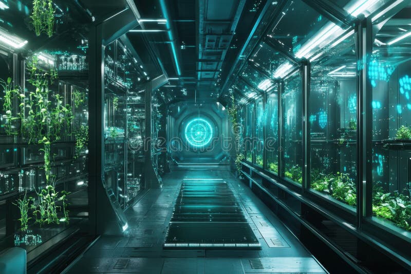 Futuristic Indoor Garden with Glowing Technology in a Sci-fi ...