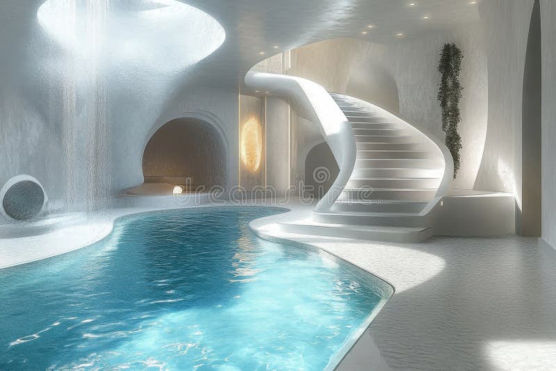 Futuristic Indoor Pool Design Stock Photo - Image of contemporary ...