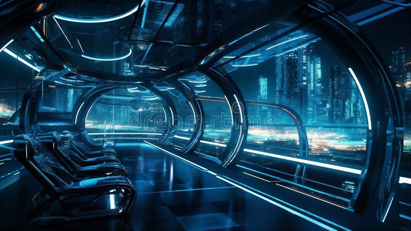 Futuristic Indoor Road with Roof, Sci-fi Futuristic Background. AI ...