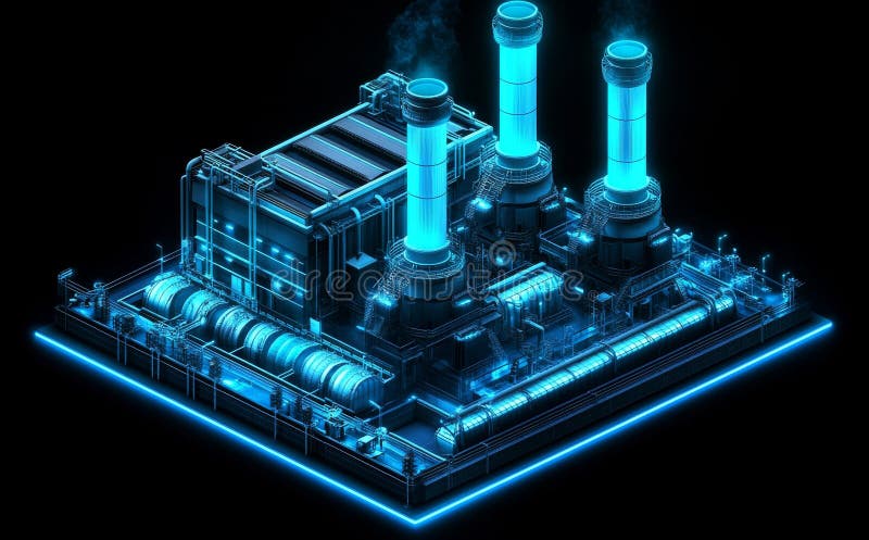 This Futuristic Industrial Complex Features Blue Neon Lights and a ...