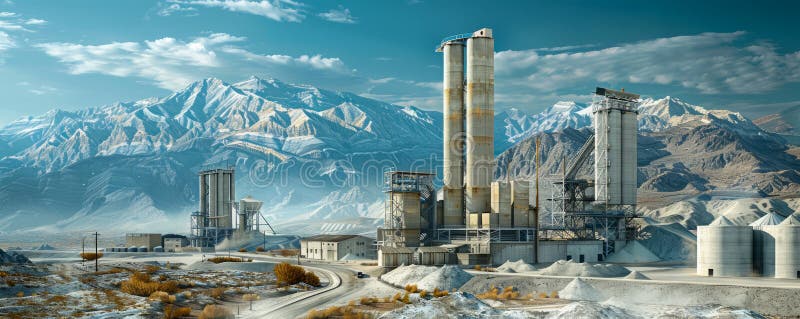 Futuristic Industrial Complex in Snow Covered Mountains with Sci Fi ...