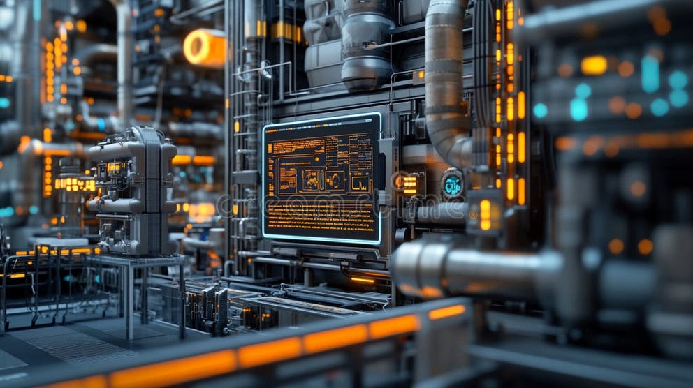 Futuristic Industrial Control Panel Digital Interface Technology System ...