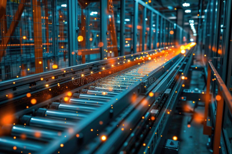 Futuristic Industrial Conveyor System with Dynamic Motion and Vibrant ...
