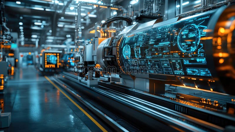 Futuristic Industrial Factory with High-tech Machinery and Digital ...