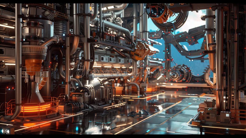 A Futuristic Industrial Factory in Space. AI Generated Stock ...