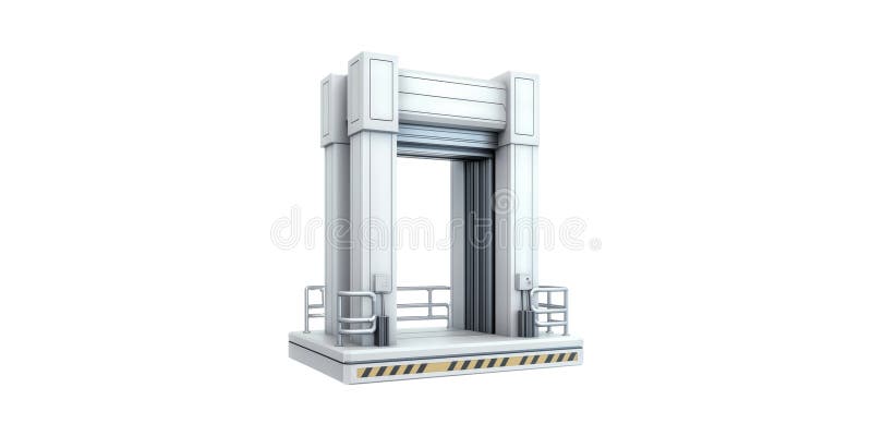 Futuristic Industrial Gateway with Metal Railings. Advanced Security ...