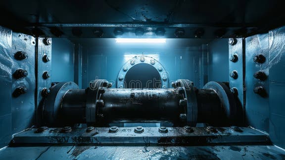 Futuristic Industrial Interior with Blue Accent Lighting a Powerful ...