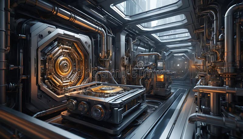 Futuristic Industrial Powerhouse Intricate Machinery and Metallic ...