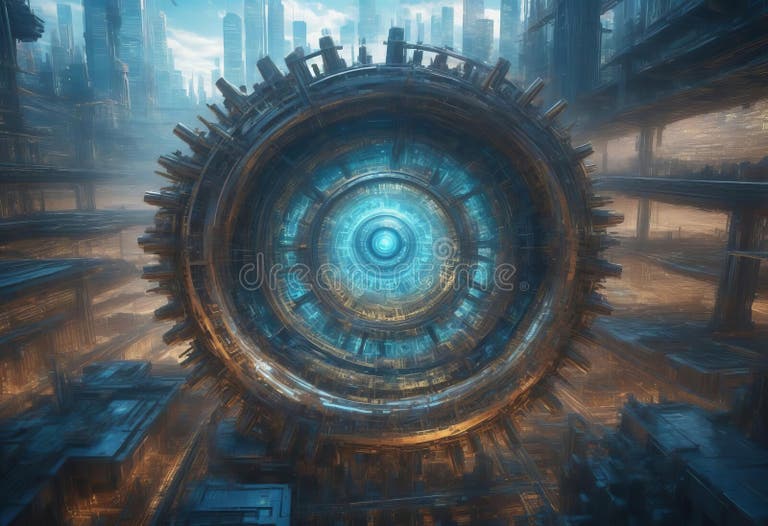 A Futuristic Industrial Landscape with Interlocking Cogs and Gears ...