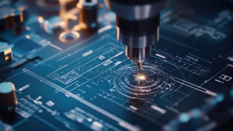 Futuristic Industrial Laser Creating Microchip Circuitry with High ...