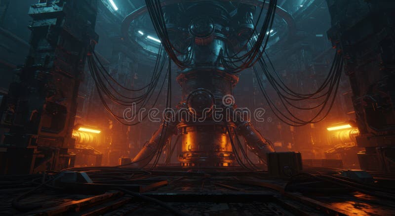 Futuristic Industrial Machine in Dark Setting Stock Illustration ...
