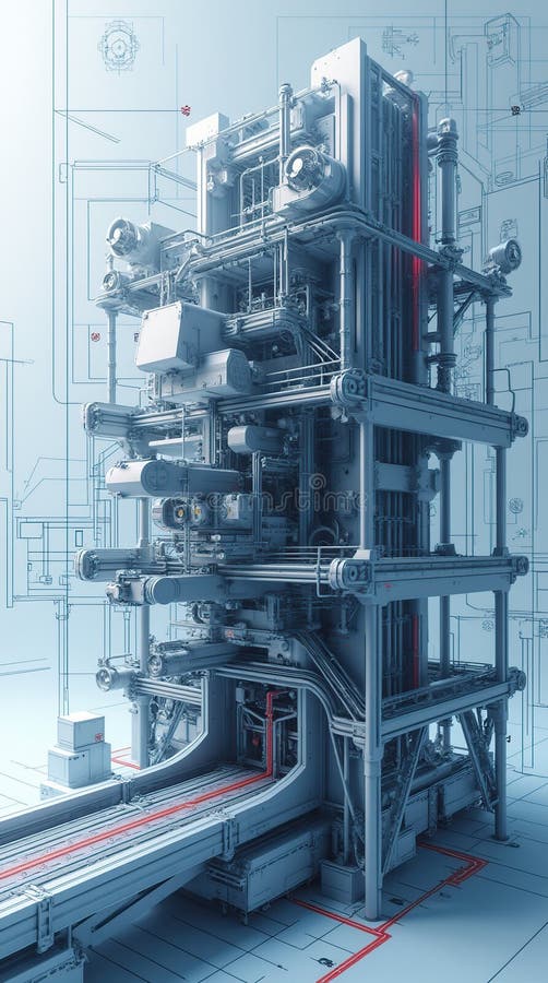 Futuristic Industrial Machine Design with Complex Details and ...