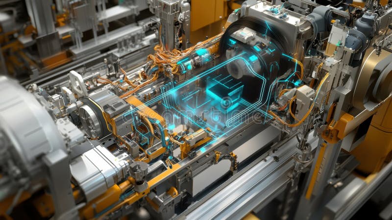 Futuristic Industrial Machine Operating with Augmented Reality System ...