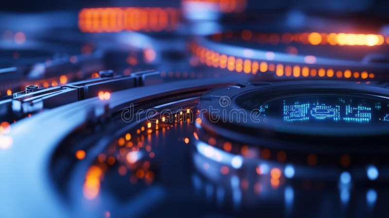 Futuristic Industrial Machine Processing Data in Modern Factory Stock ...