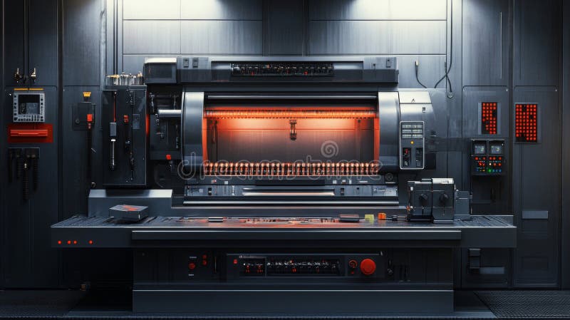 Futuristic Industrial Machine Room Interior Design Stock Illustration ...