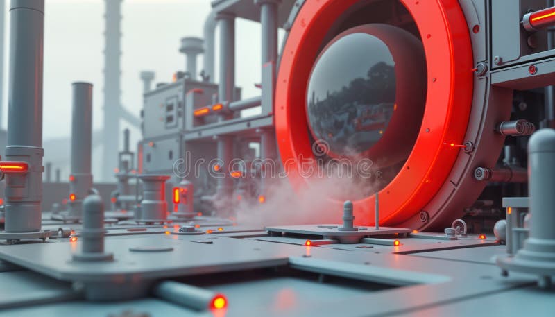 Futuristic Industrial Machine Structure. Complex Tech Mechanism with ...