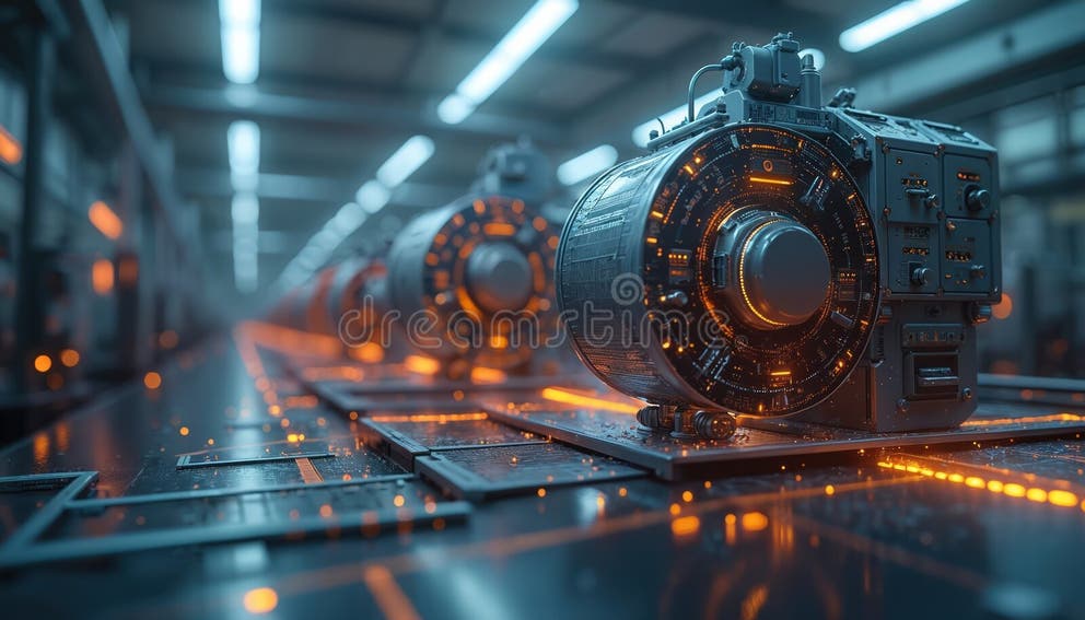 Futuristic Industrial Machinery, Data Trends Visualized with Predictive ...