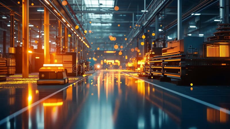 Futuristic Industrial Machines Processing Materials in Automated ...