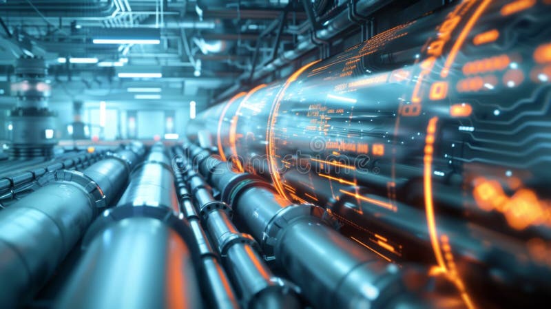 Futuristic Industrial Pipeline with Digital Interface, Generative AI Stock Photo - Image of ...