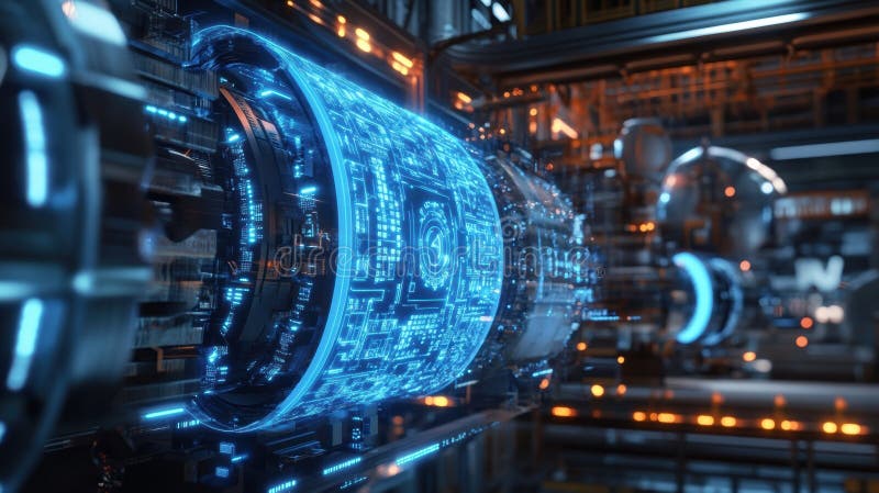 Futuristic Industrial Quantum Computing Core Processing Data in Server ...