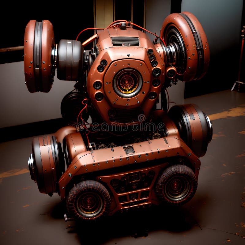 Futuristic Industrial Robot with Cylindrical Design Stock Image - Image ...