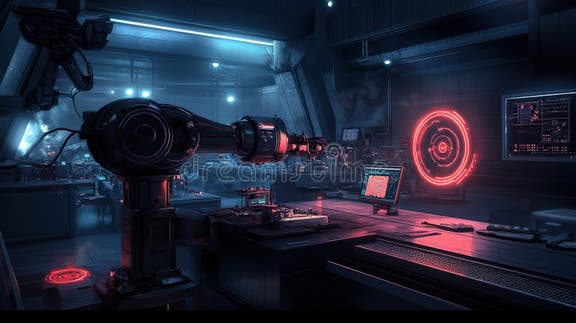 Futuristic Industrial Robotics and Iot Integration High-tech Lab ...