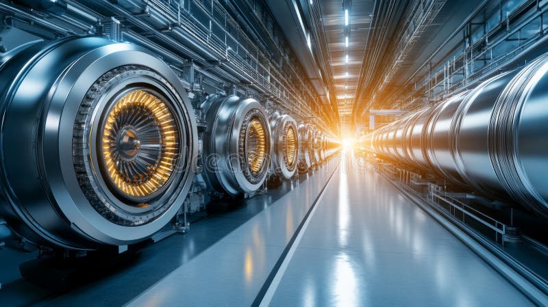 Futuristic Industrial Setting Featuring Large Machines with Glowing ...