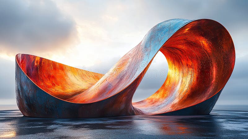 Futuristic Infinite Loop Sculpture Against a Sunset Backdrop. Stock ...