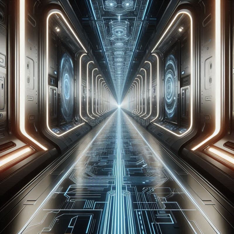 Futuristic Infinity Corridor Stock Illustration - Illustration of ...