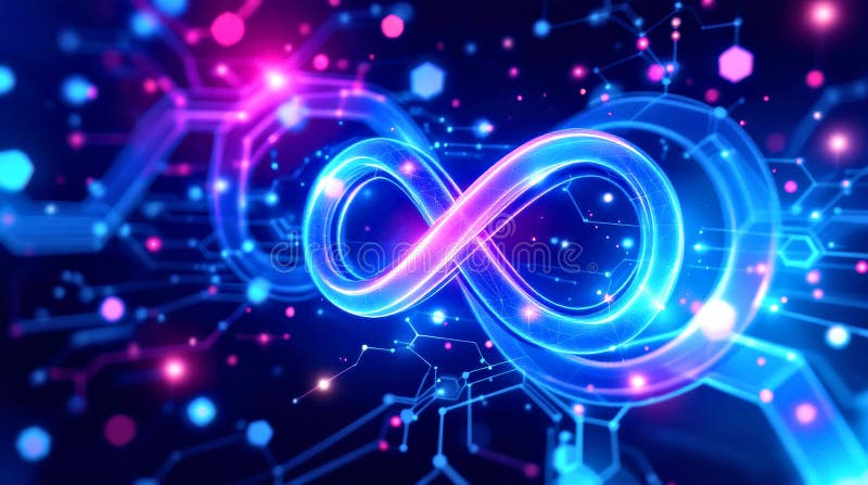 Futuristic Infinity Symbol with Neon Lights and Digital Tech ...