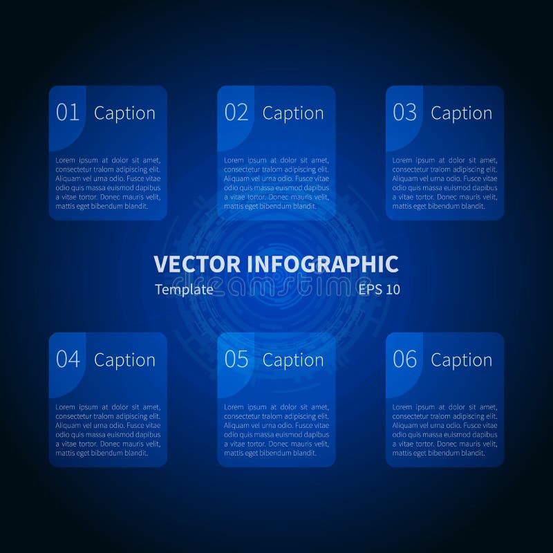 Futuristic Infographic Template with Icons on the Blue Background ...