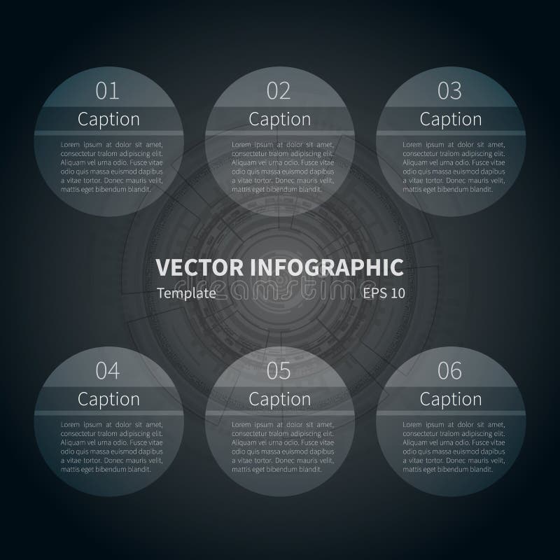 Futuristic Infographic Template with Icons on the Blue Background ...