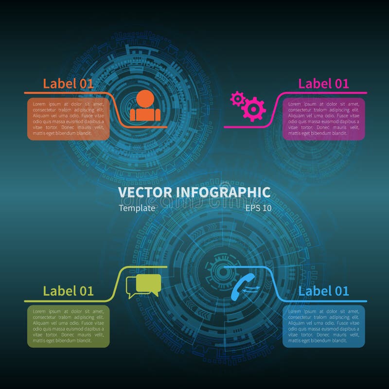 Futuristic Infographic Template with Icons on the Blue Background ...