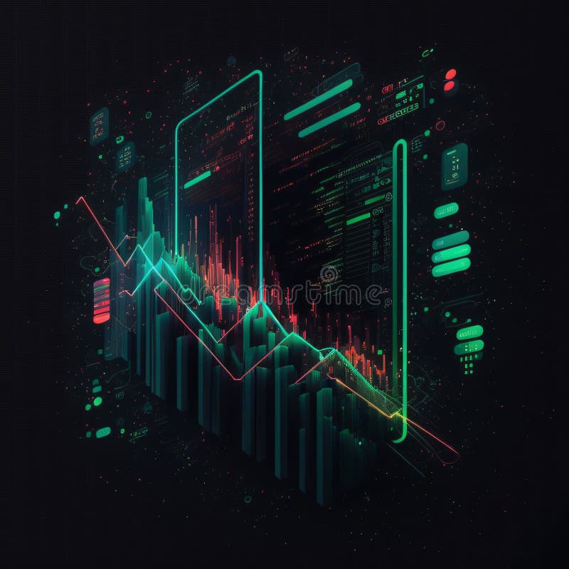 Futuristic Infographics with Charts and Graphs, 3d Rendering Stock ...