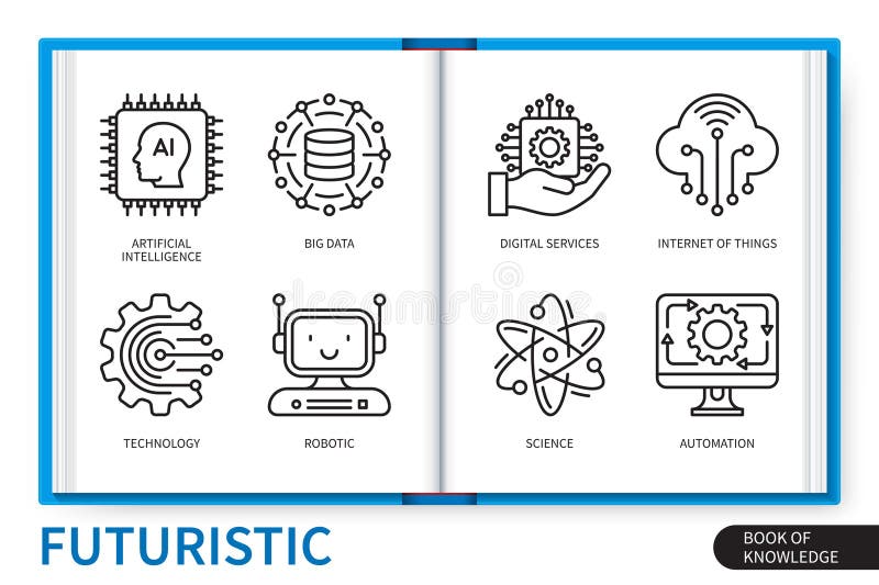 Computer Science Infographics Linear Icons Collection Stock Illustration - Illustration of ...