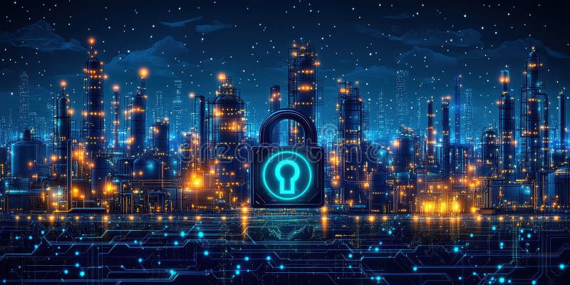 Futuristic Information Security Concept, Digital Lock, Glowing Circuits ...