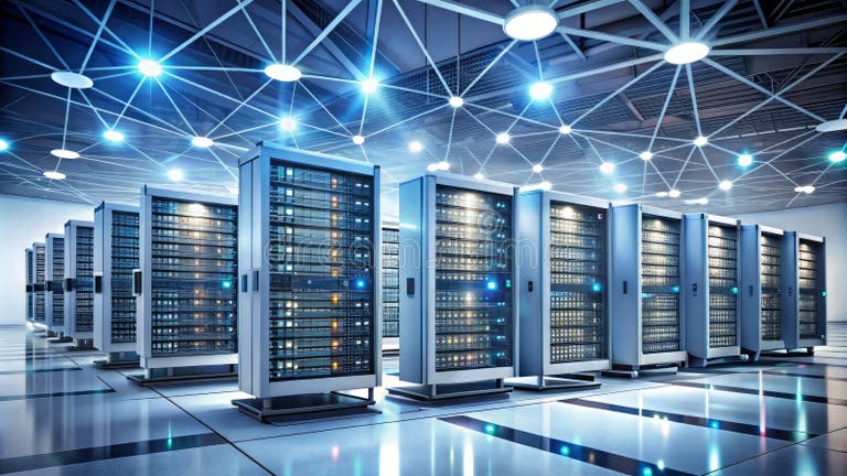 Futuristic it Infrastructure Diagram Complex Network of Servers ...