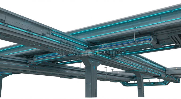 Futuristic Infrastructure Featuring Interconnected Platforms with ...