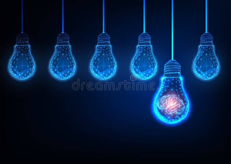 Futuristic Innovation, Brainstorm Concept with Glowing Low Polygonal ...