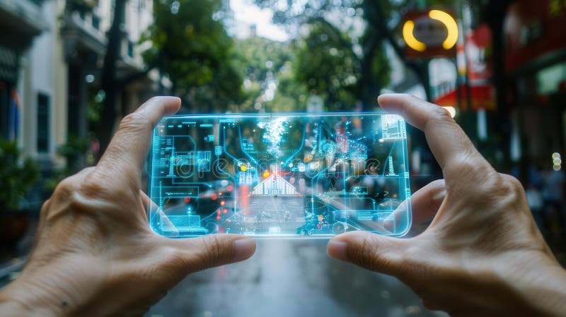 Futuristic Integration. Augmented Reality Overlays Digital Information ...