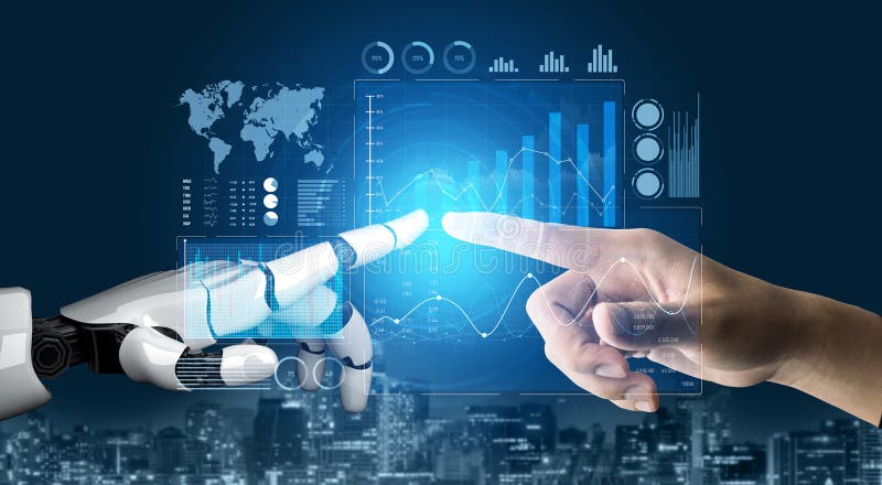 Futuristic Interaction between Human Hand and Robot Hand in Digital Data Visualization with ...