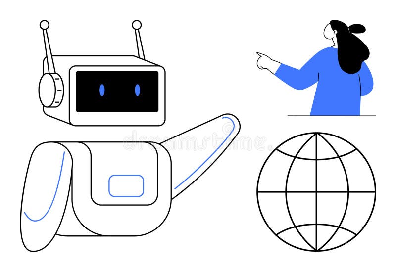 Futuristic Interaction with Robot and Human in Global Environment Stock ...