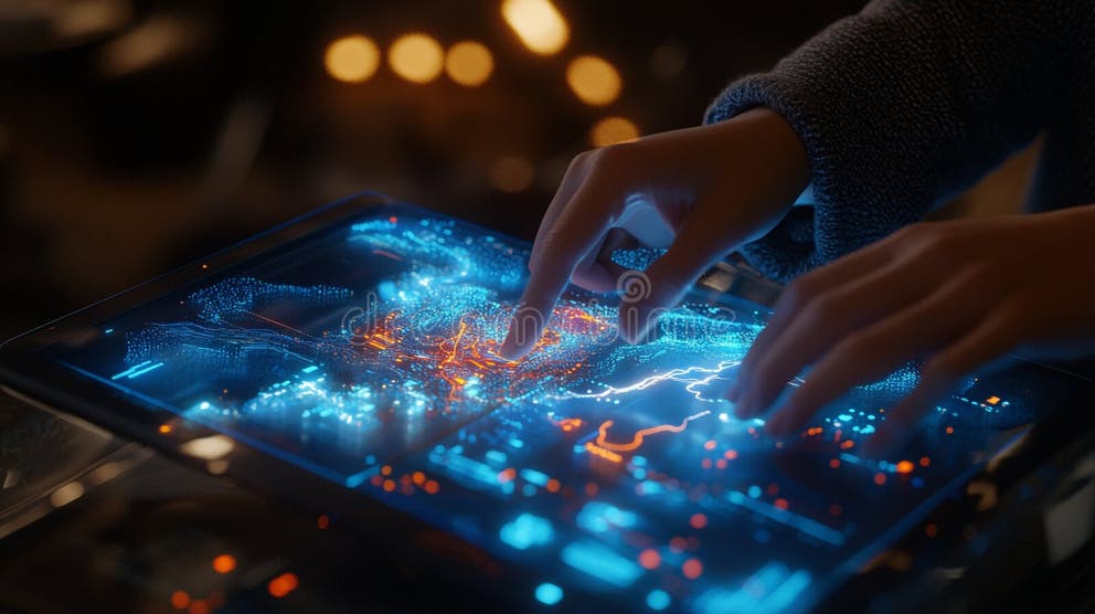 Futuristic Interactive Digital World Map Interface Stock Illustration ...