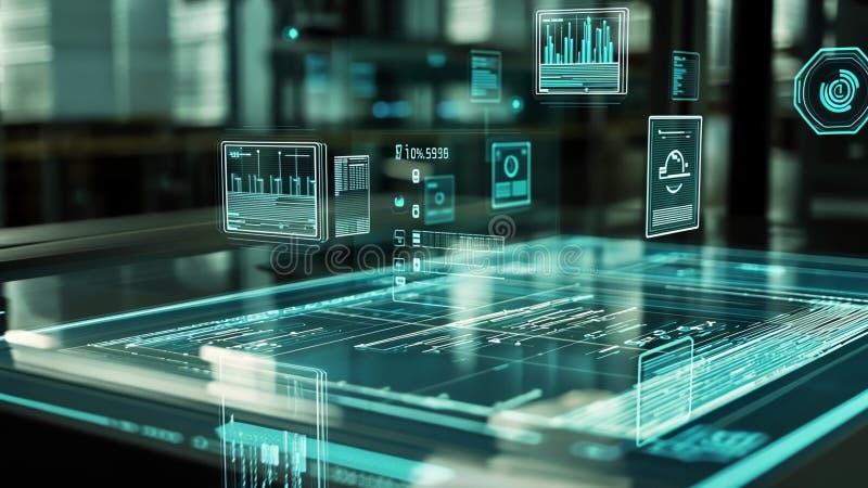 Futuristic Interactive Display Showing Data and Information in ... Futuristic Interactive Display Showing Data and Information in ...