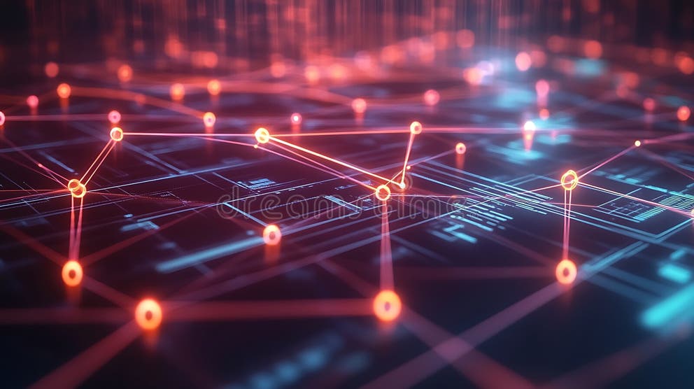 Interactive Sci-fi Network Chart with Glowing Nodes Stock Illustration ...